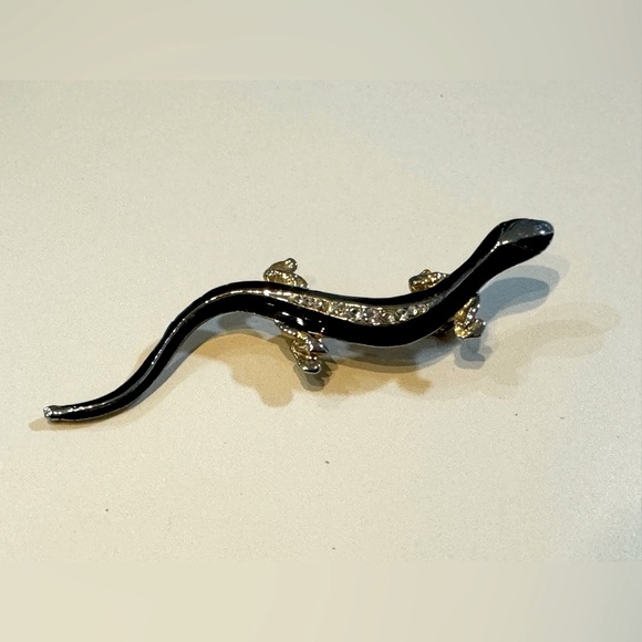 unbranded | Jewelry | Vintage Lizard Enamel Crystal Pin Brooch | Poshmark